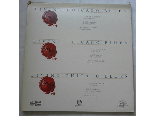 VARIOUS  -  3LP  LIVING  CHICAGO  BLUES