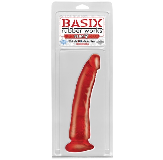 Pipedream basix slim crveni silikonski dildo, PIPE422315