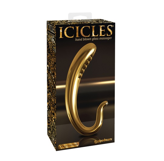 Pipedream icicles gold edition go3 luksuzni zlatni stakleni dildo, PIPE298227