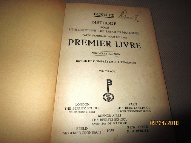 PREMIER LIVRE - francuska gramatika iz 1932