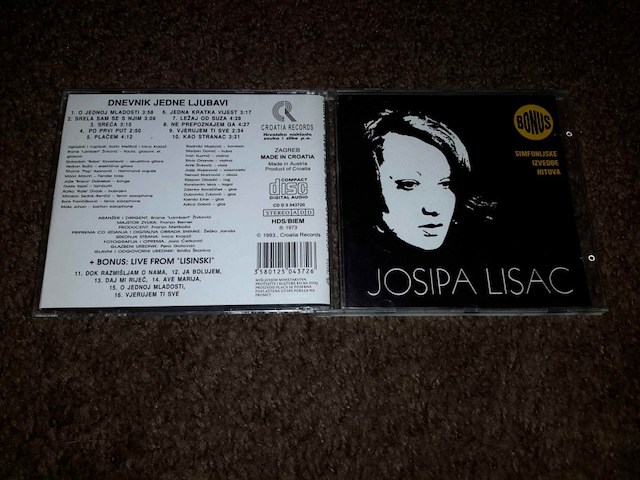 Josipa Lisac - Dnevnik jedne ljubavi + Bonus , ORIGINAL