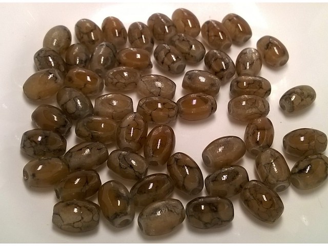 (A524) Staklene Ovalne Perle Mramorno Sivkaste 30kom