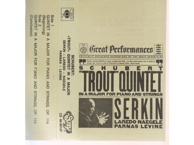 ф FRANZ SCHUBERT / `TROUT` QUINTET - SERKIN