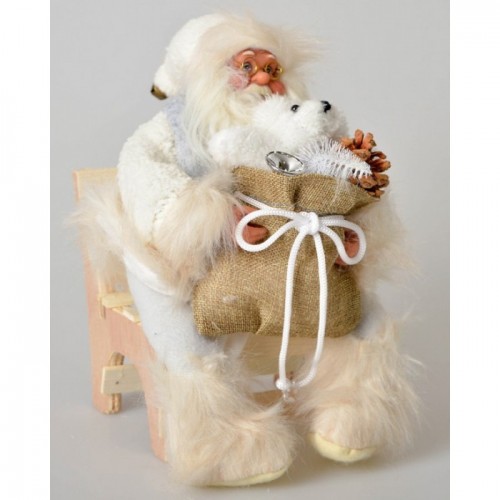 Mini beli deda Mraz na stolici 30 cm