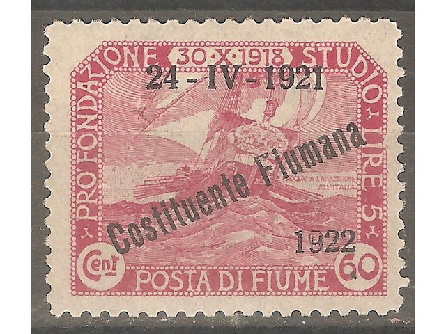 1922 - FIUME sa pretiskom 60 cent MH