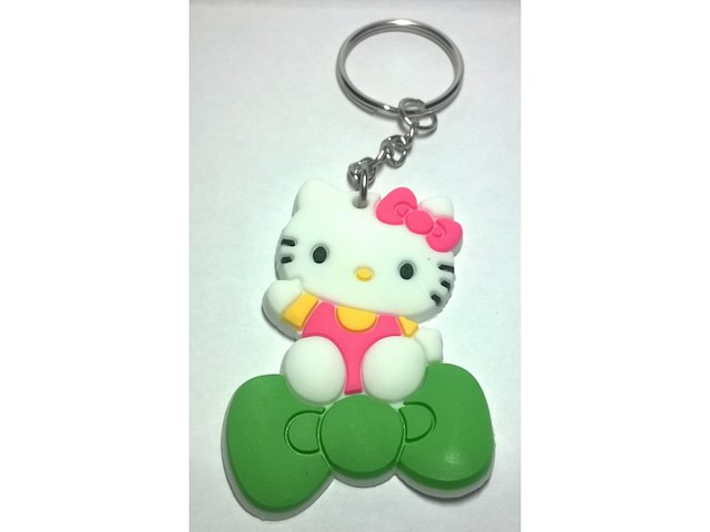 (S014) Privezak za kljuceve Hello Kitty zelena masna