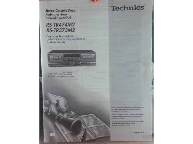 TECHNICS RS-TR474M2/RS-TR373M2 - U P U T S T V O