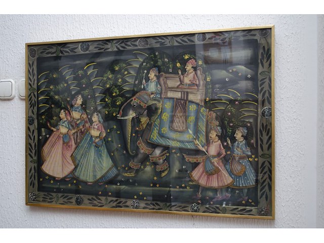 Batik slika na svili iz Indije 92x62.
