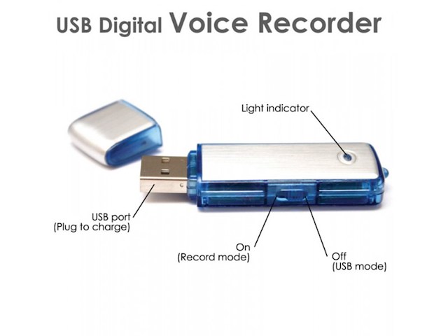 Prisluskivac audio USB 8GB Diktafon, audio prisluskivac