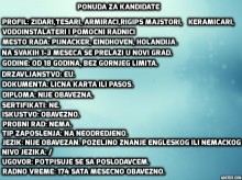 Potrebni majstori i pomocnici za rad u holandiji