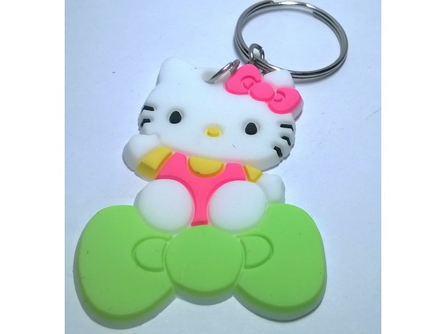 (S014) Privezak za Kljuceve Hello Kitty Svetlo Zelena