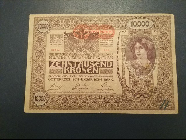 Austrija 10000 Kronen 1918 Jednostrana