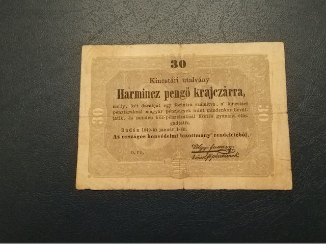 Madjarska 30 pengo krajczarra 1849