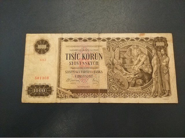 Slovacka 1000 korun 1940