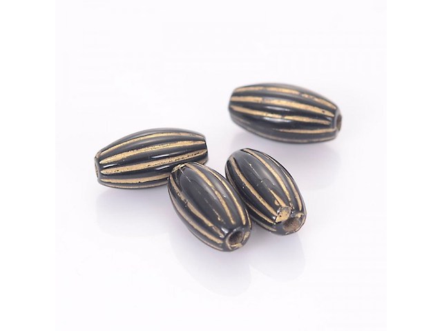 Perla resin emajl boje zlata antik 13x7x7mm crna