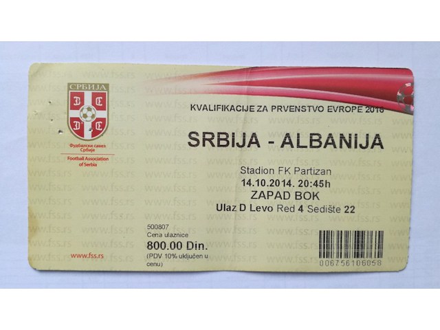FUDBAL: SRBIJA - ALBANIJA 14.10.2014