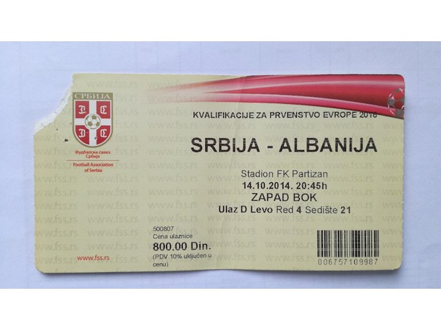 FUDBAL: SRBIJA - ALBANIJA 14.10.2014