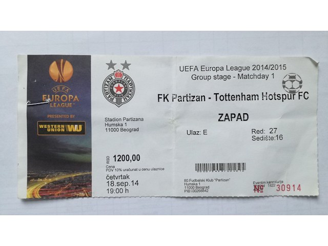 Partizan - Totenhem 18.09.2014