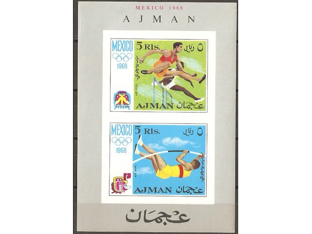 Ajman,LOI-Mexico `68 1968.,blok,čisto