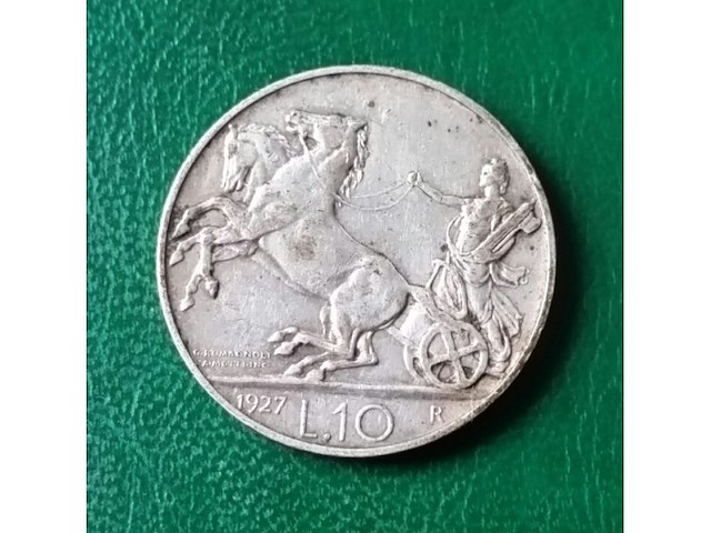 10 LIRA 1927 srebro