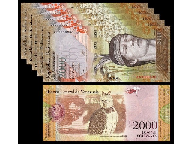 Venezuela 5 X 2000 Bolivares 2016/2017. UNC.