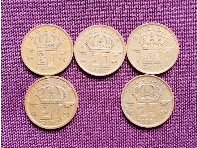 5x 20 centimes 1952-1959