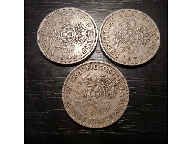 3x 2 shilling 1947-1951 god.