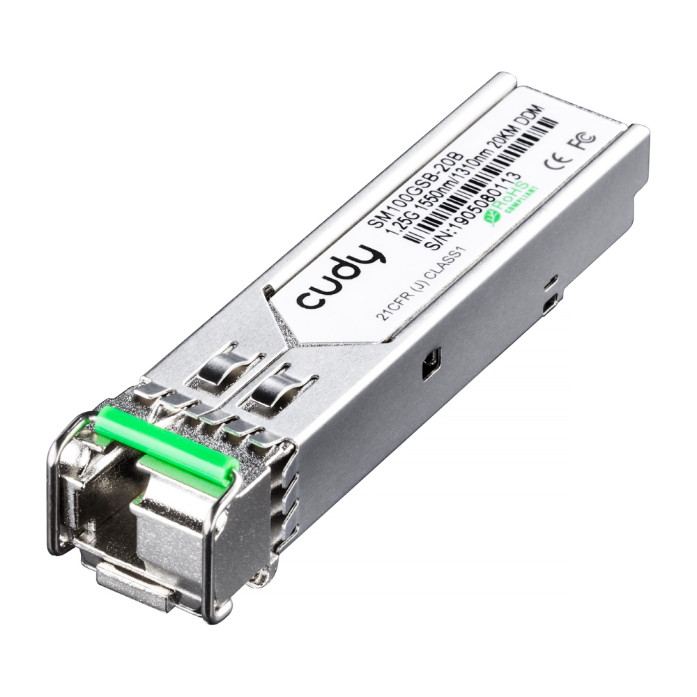 Cudy SM100GSB-20B fiber optički bi-direkcioni WDM 1.25Gb/s SFP modul 1000Base-BX-U single-mode 1550nm TX / 1310nm RX / 12.5dB dometa do 20km (LC konektor) PS-G53-20