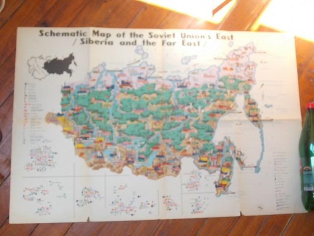 Poster Schematic Map of Soviet Union East. Sib far East