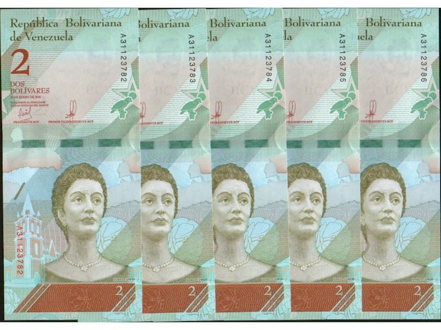 Venezuela 5 X 2 Bolivares 2018. aUNC/UNC.