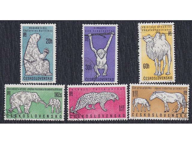 Čehoslovačka 1962 Fauna - Michel #1335-1340, poništeno