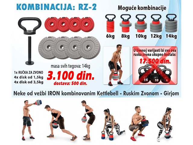 Kombinovano Rusko Zvono RZ-2 6kg 8kg 10kg 12kg 14kg