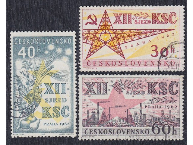 Čehoslovačka 1962 Michel #1368-1370, poništeno (o)