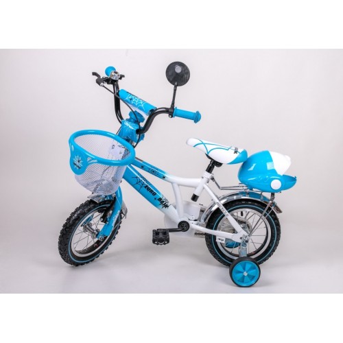 Dečiji bicikl sa pomoćnim točkićima BMX 12 plavo beli