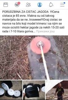 Cistac za jagode koji se navrce na trimer