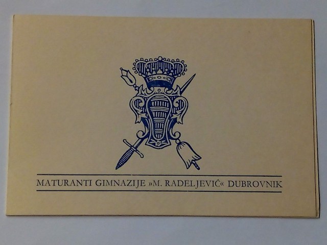 Pozivnica za Maturalnu Zabavu M. Ranđelović Dubrovnik