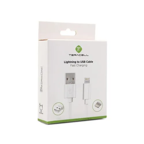 USB Data kabl Teracell Plus za iPhone lightning beli 2m