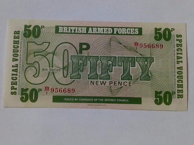 50 New Pence-Bon za Vojnike Britanskih Oružanih Snaga