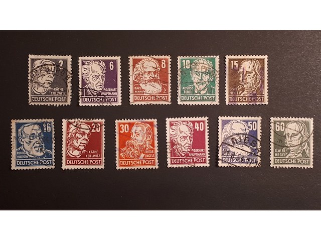 DDR 1952/53. Mi 327/338 # Žig. nekompl. serija