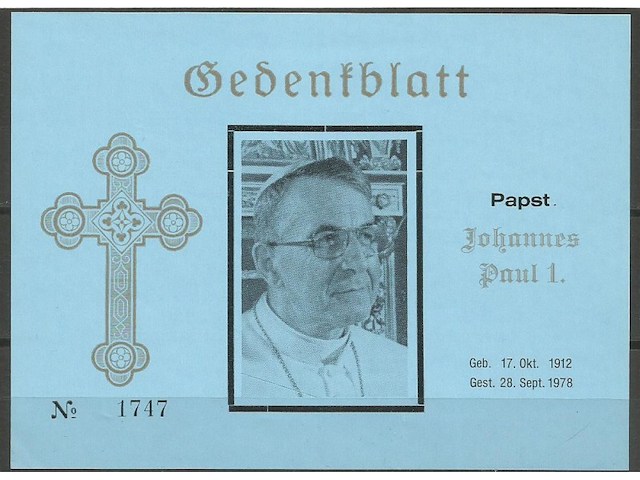 Austrija,KL-Papa Jovan Pavle I 1978.,čisto