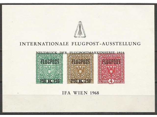Austrija,Filatelistička izložba-WIPA `68 1968.,blok,