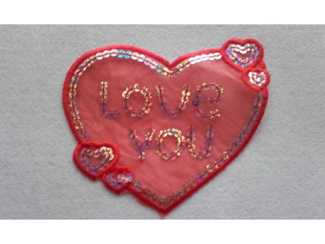 *A031---Aplikacija   LOVE YOU  13x11 cm/kom