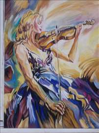 "Violinistkinja 2" slika, ulje na platnu