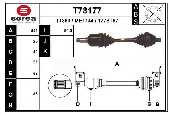 Poluosovina Mercedes-Benz B (W245) 05-11
