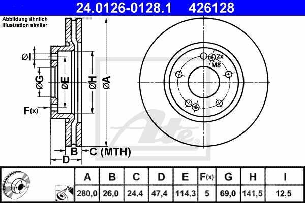 Prednje disk kočnice 24.0126-0128.1 - Hyundai Coupe 02-09