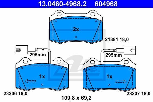 Prednje i zadnje kočione obloge 13.0460-4968.2 - Alfa Romeo 147, 156