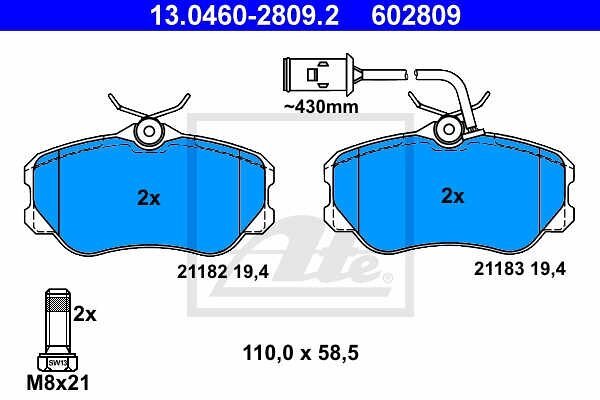 Prednje kočione obloge 13.0460-2809.2 - Alfa Romeo 164 87-98