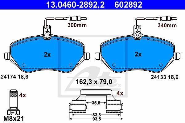 Prednje kočione obloge 13.0460-2892.2 - Citroen, Peugeot