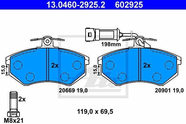 Prednje kočione obloge 13.0460-2925.2 - Audi 80, 100, 200