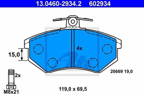 Prednje kočione obloge 13.0460-2934.2 - Audi 80, 90, 100